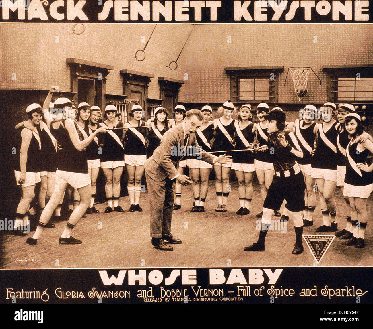 WHOSE BABY?, US lobbycard, Bobby Vernon (center), Gloria Swanson (right ...