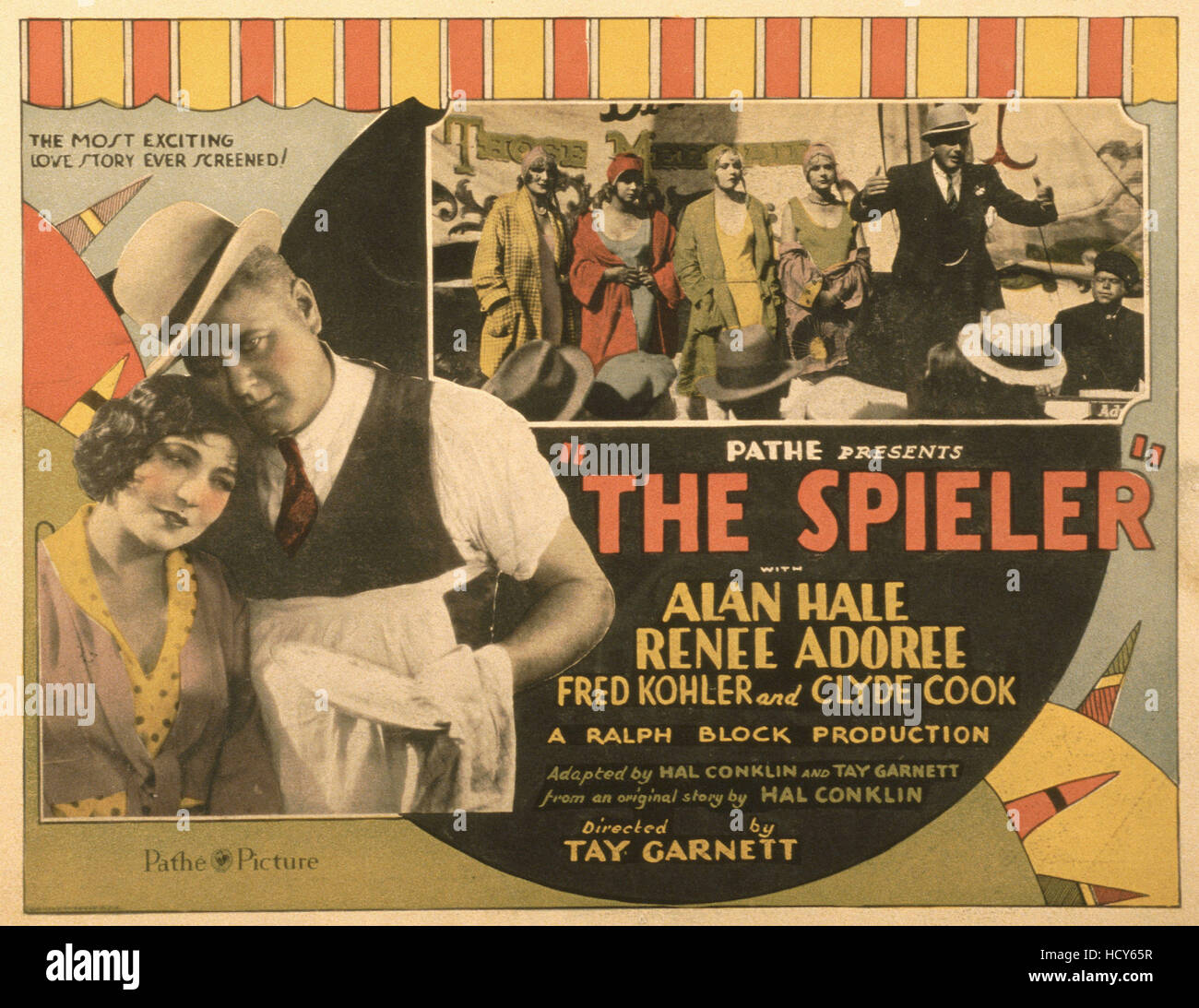 THE SPIELER, US poster art, from left: Renee Adoree, Alan Hale, 1928 ...