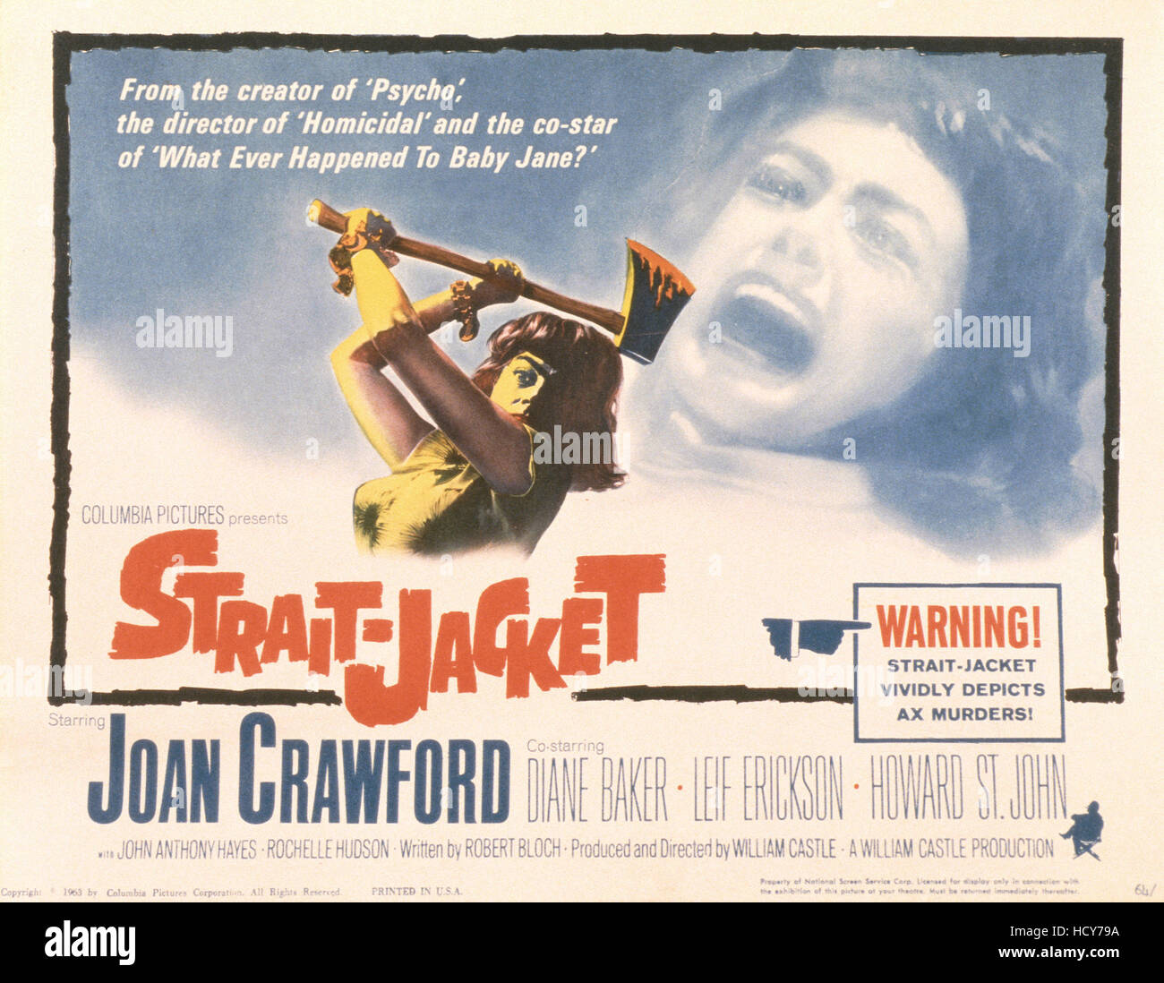 STRAIT-JACKET, US poster, Joan Crawford, 1964 Stock Photo - Alamy