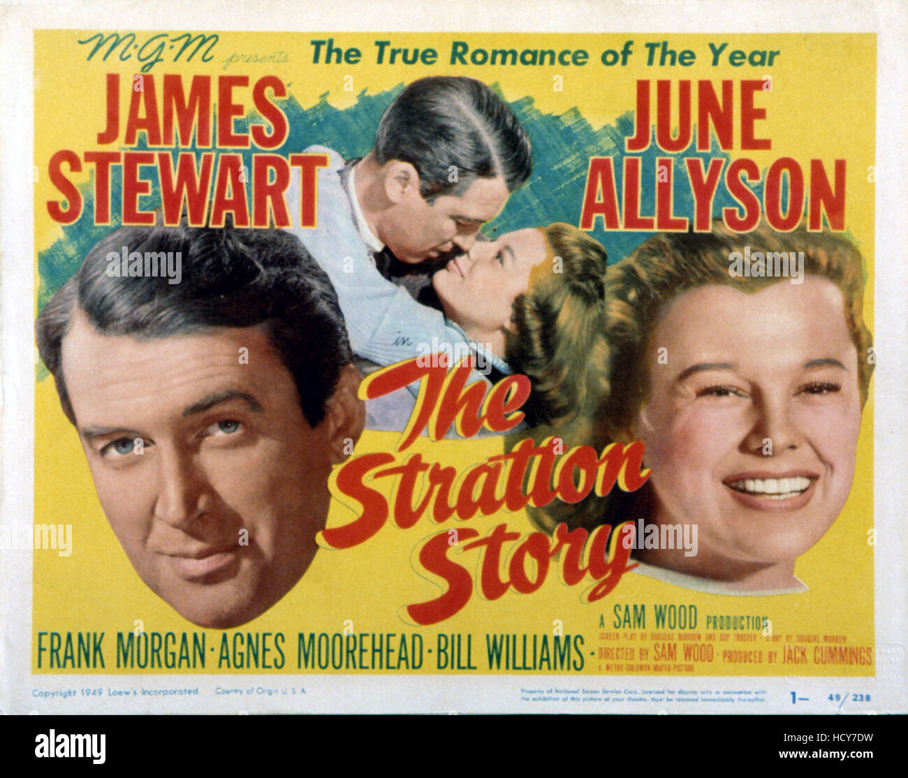 THE STRATTON STORY, James Stewart, June Allyson, poster art, 1949 Stock ...