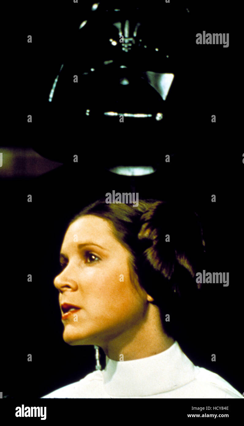STAR WARS, (aka STAR WARS: EPISODE IV - A NEW HOPE), Carrie Fisher with Darth Vader, 1977 Stock ...