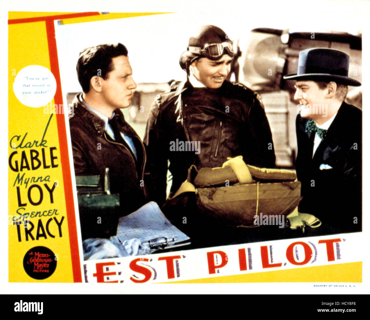 TEST PILOT, Spencer Tracy, Clark Gable, Lionel Barrymore, 1938 Stock ...