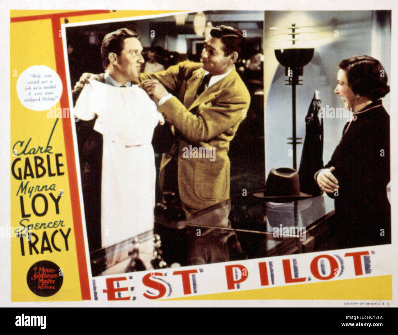 TEST PILOT, Spencer Tracy, Clark Gable, Lulu Mae Bohrman, 1938 Stock ...