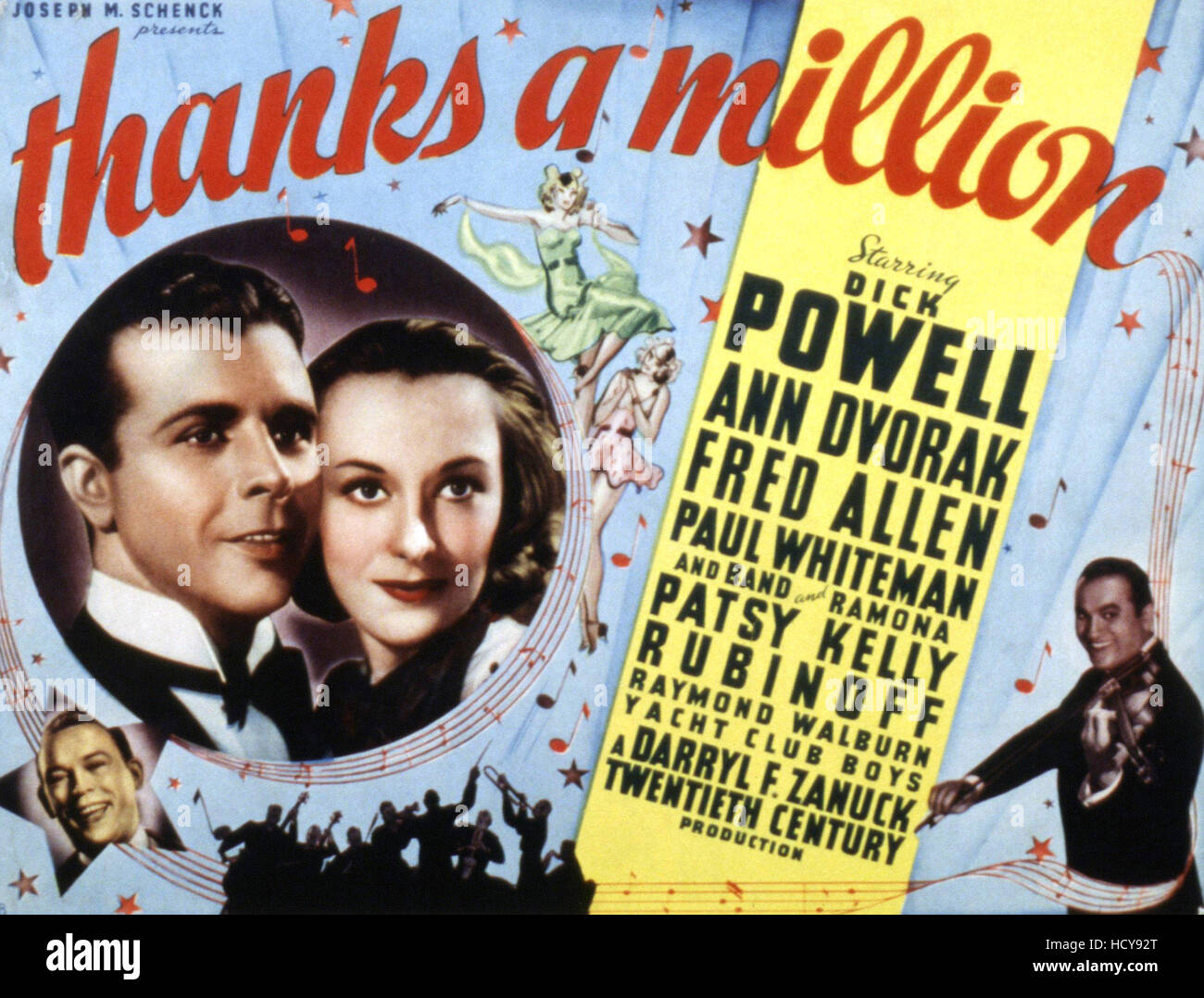THANKS A MILLION, Dick Powell, Ann Dvorak, Fred Allen, David Rubinoff ...