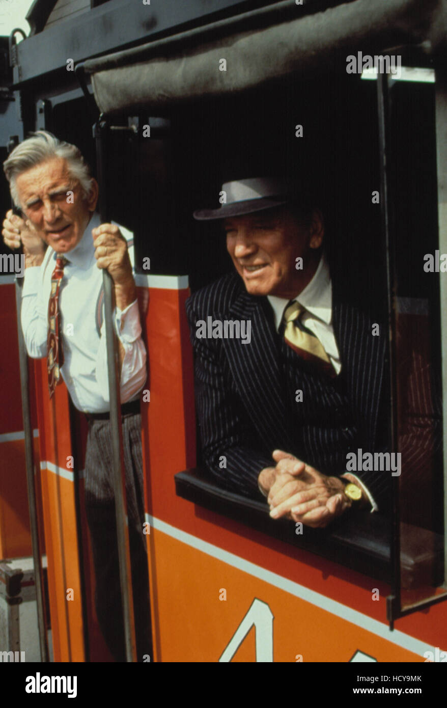 TOUGH GUYS, Kirk Douglas, Burt Lancaster, riding on a train, 1986 Stock Photo - Alamy