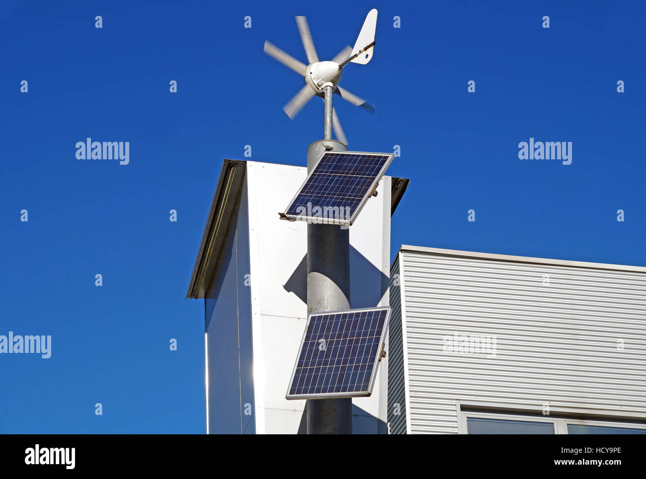 Mini wind power and solar panels for domestic use Stock Photo - Alamy
