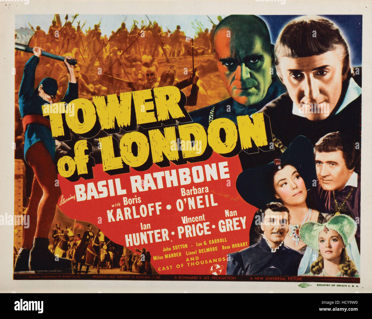 TOWER OF LONDON, Boris Karloff, Basil Rathbone, John Sutton, Barbara O ...