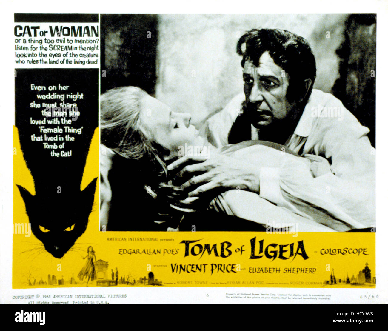 THE TOMB OF LIGEIA, (lobbycard), Elizabeth Shepherd, Vincent Price ...