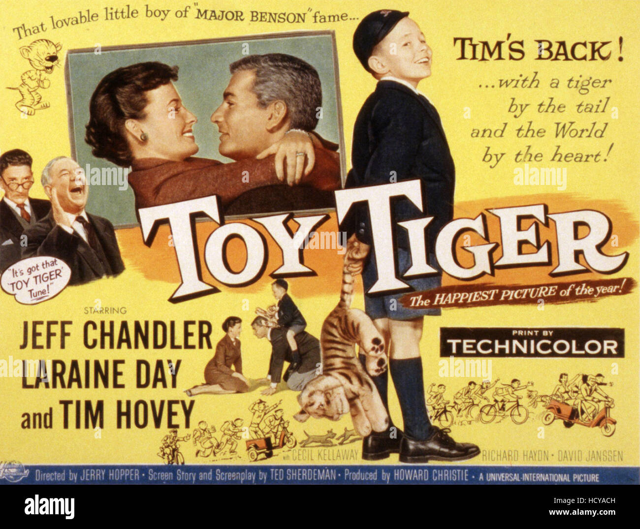 THE TOY TIGER, Laraine Day, Jeff Chandler, Tim Hovey, 1956 Stock Photo ...