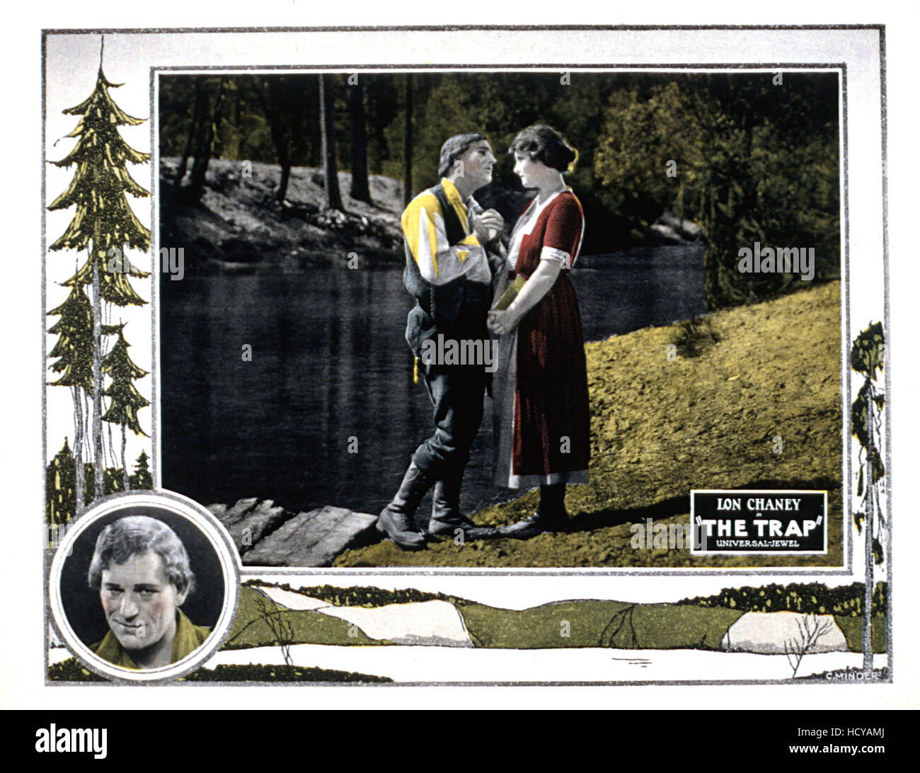 THE TRAP, top from left: Lon Chaney, Sr., Dagmar Godowsky, bottom inset ...