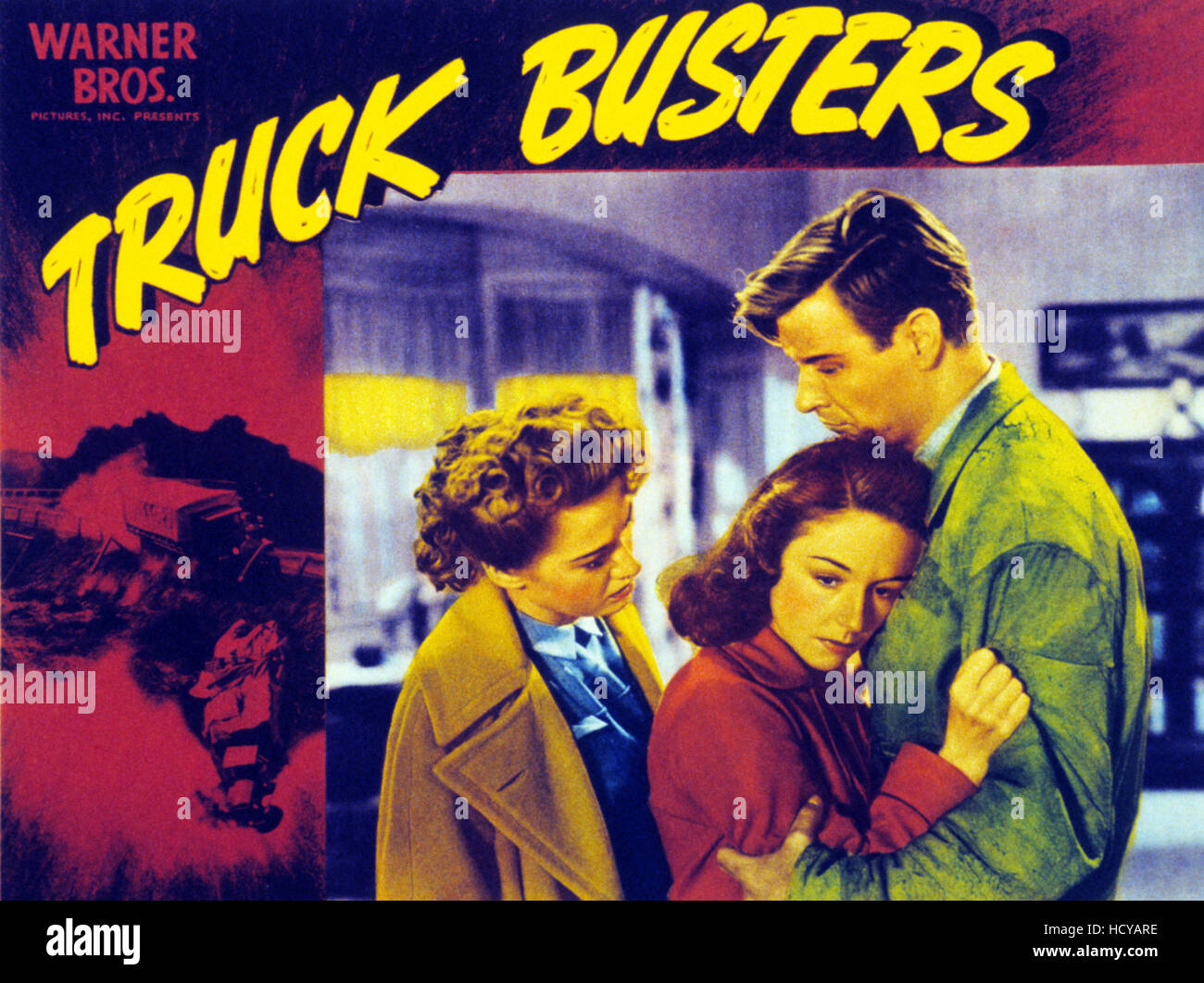 TRUCK BUSTERS, center: Virginia Christine, right: Richard Travis on lobbycard, 1943 Stock Photo ...