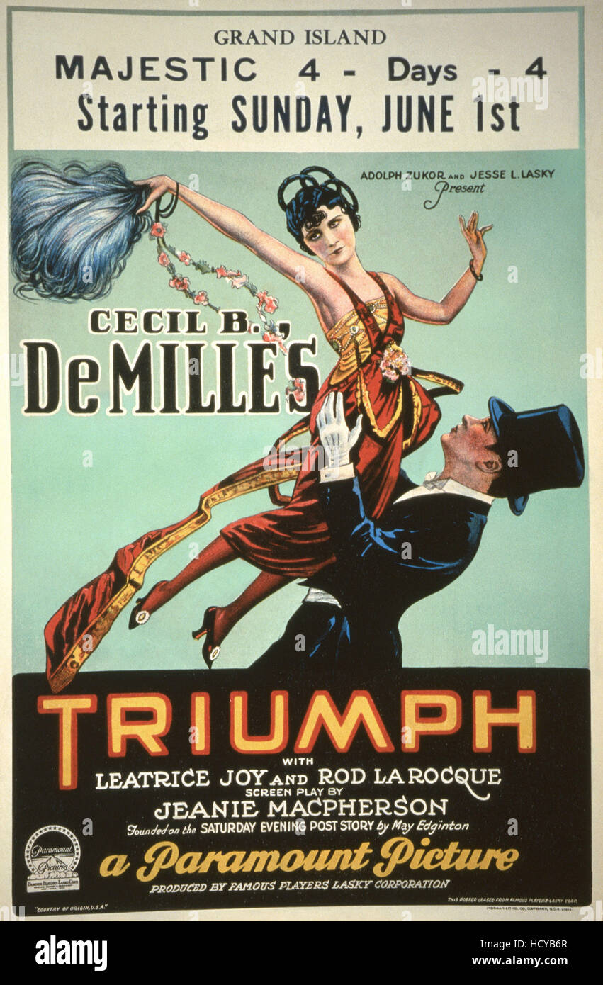 TRIUMPH, US poster, from left: Leatrice Joy, Rod La Rocque, 1924 Stock ...