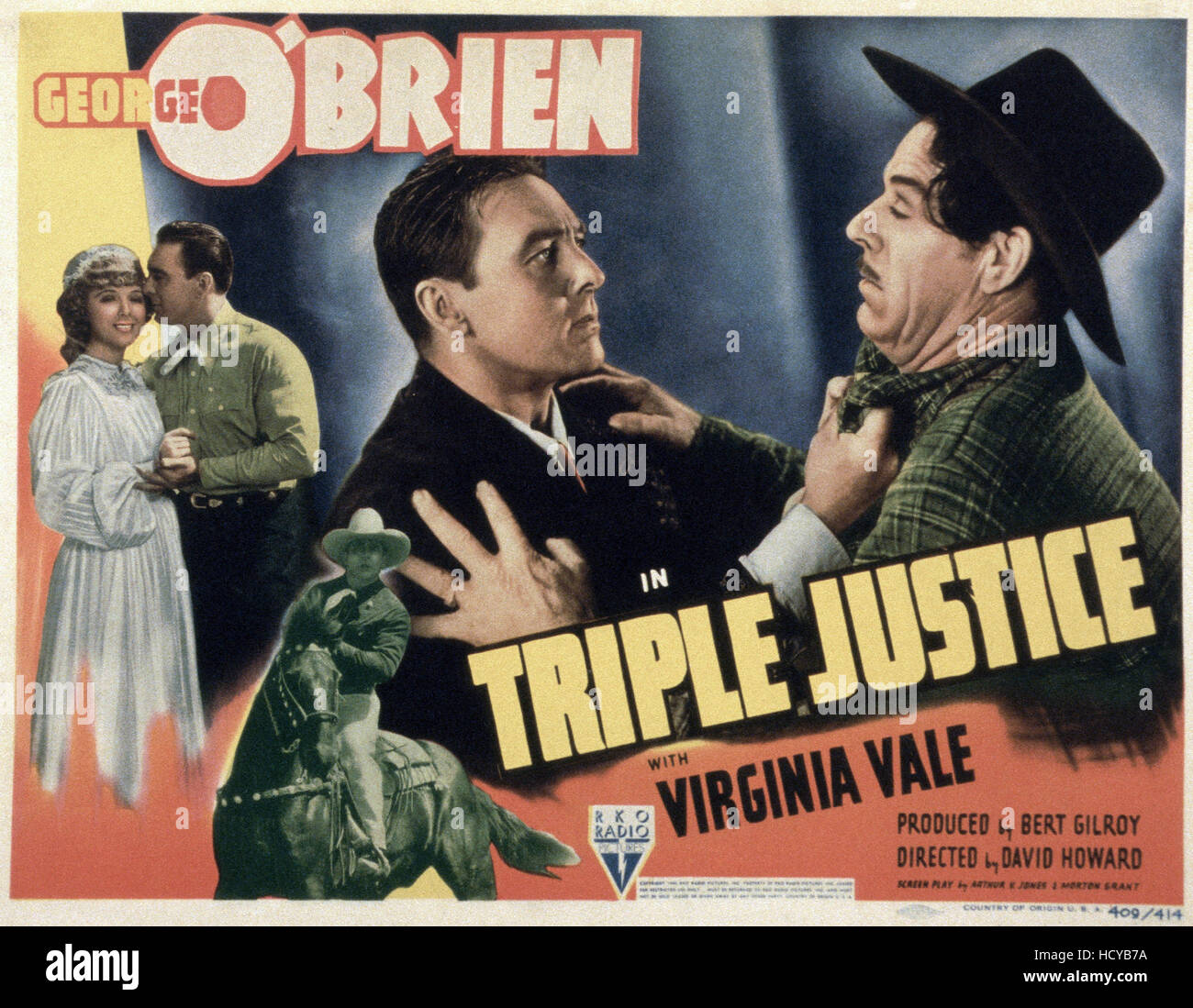 TRIPLE JUSTICE, US poster, Virginia Vale (left), George O'Brien (second ...