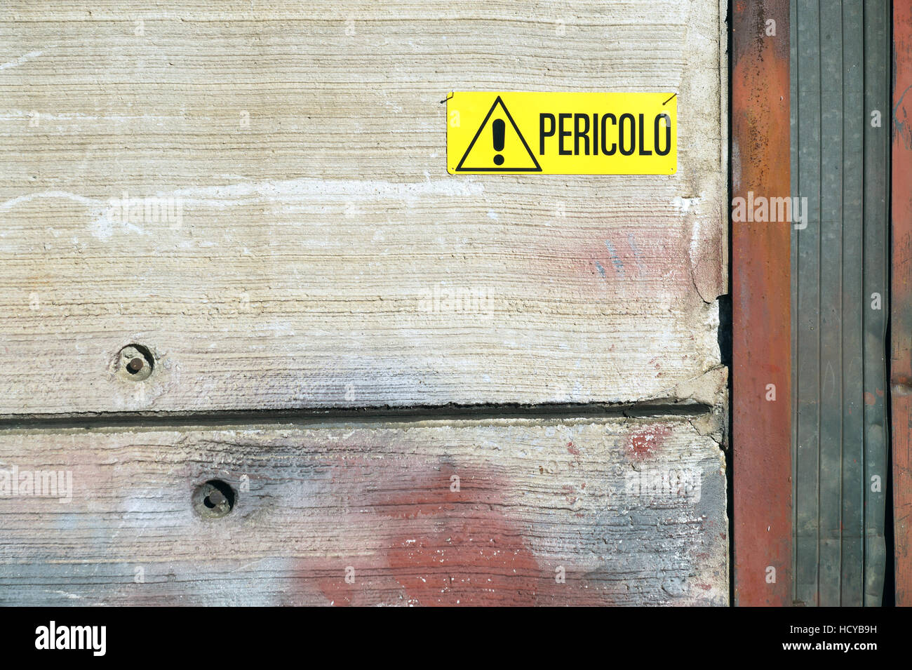 danger warning sign on the wall Stock Photo - Alamy