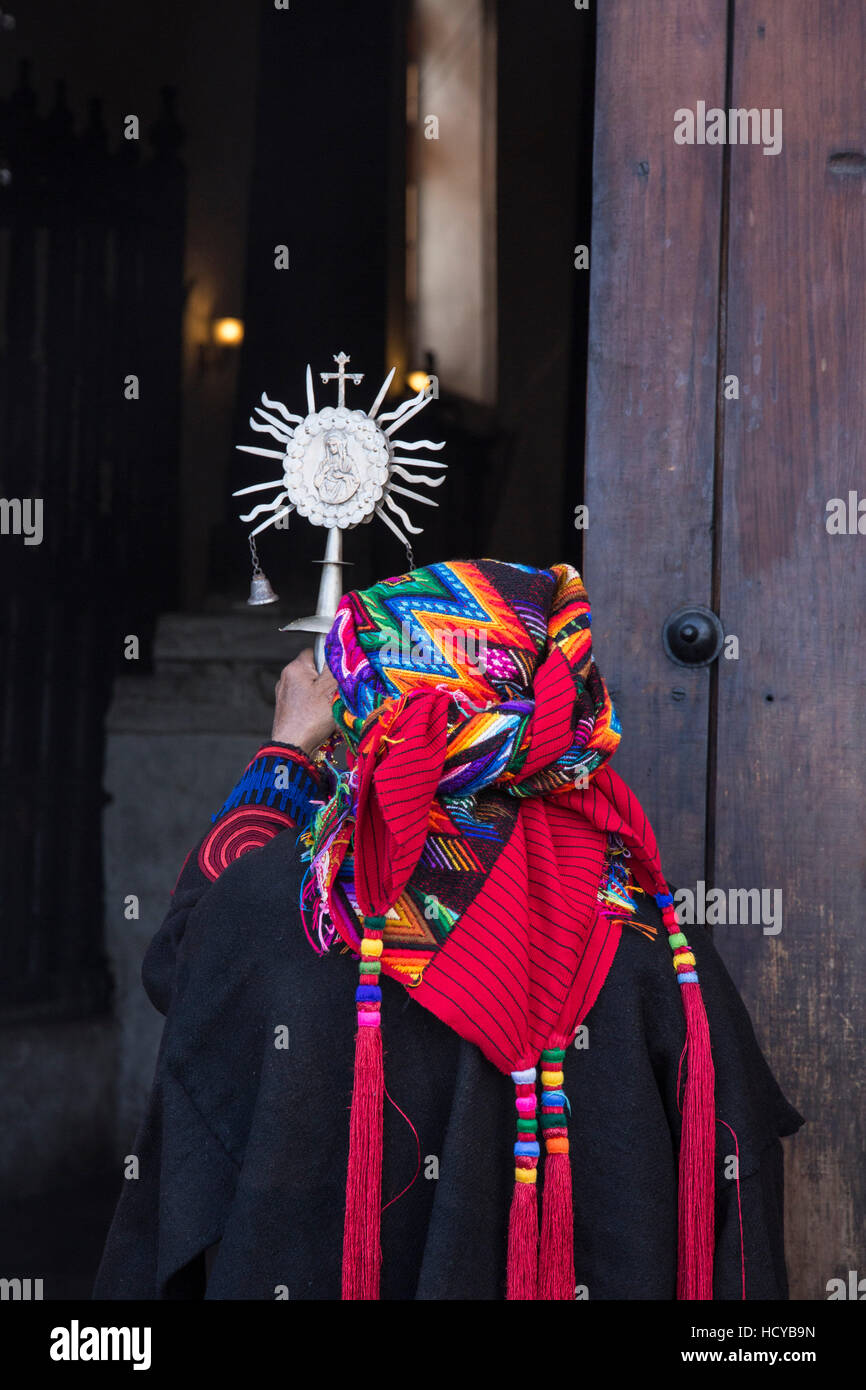 A cofrade, or religious society (cofradia) leader in Chichicastenango ...