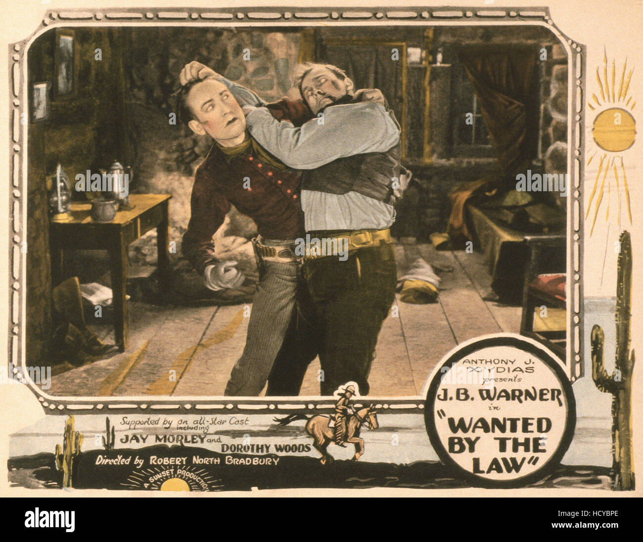 WANTED BY THE LAW, US lobbycard, J.B. Warner (left), 1924 Stock Photo ...