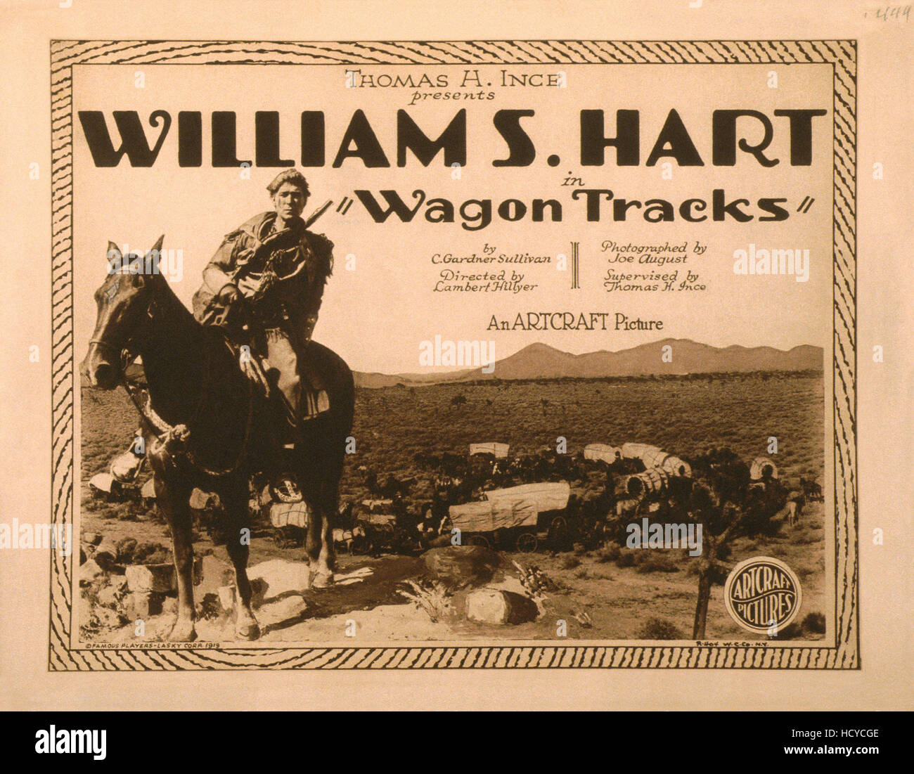 WAGON TRACKS, US lobbycard, William S. Hart, 1919 Stock Photo - Alamy