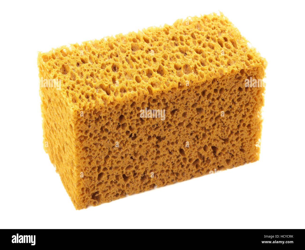 yellow cleaning sponge isolated on white background Stock Photo - Alamy