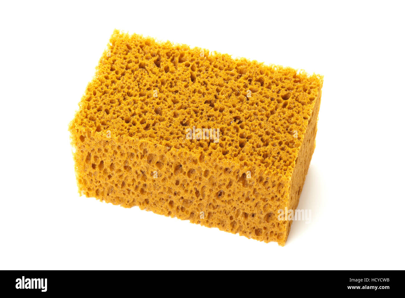 yellow cleaning sponge isolated on white background Stock Photo - Alamy