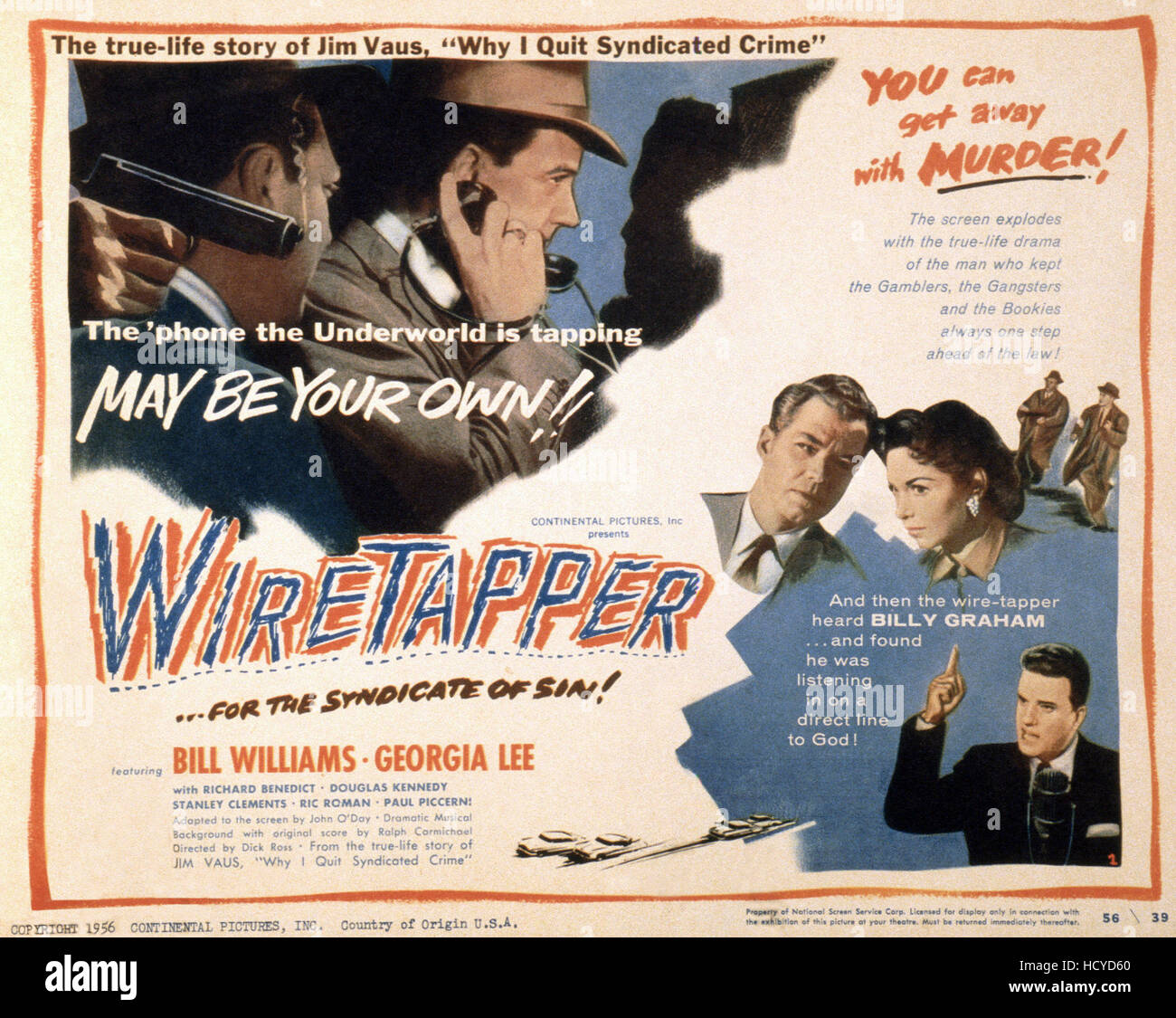 WIRETAPPER, US poster, center from left: Bill Williams, Georgia Lee ...