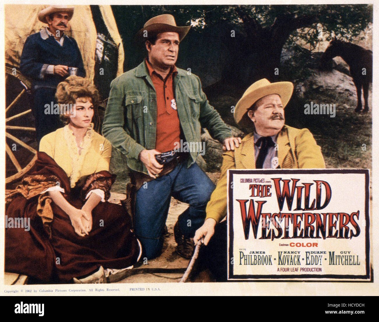 THE WILD WESTERNERS, US lobbycard, from left: Bob Steele (rear), Nancy ...