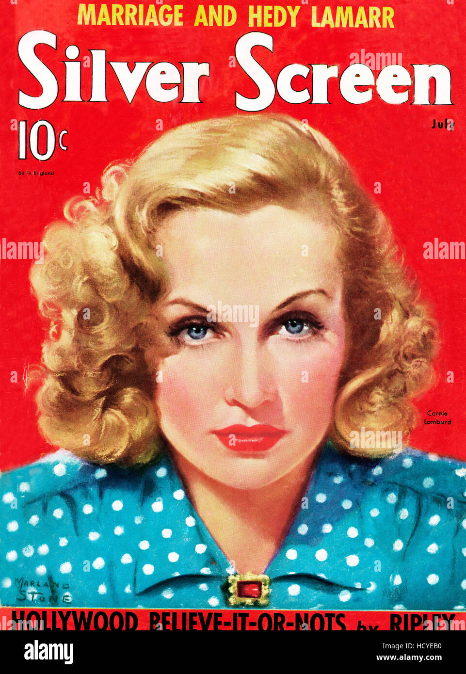 Carole Lombard, Silver Screen magazine cover, July 1939 Stock Photo - Alamy