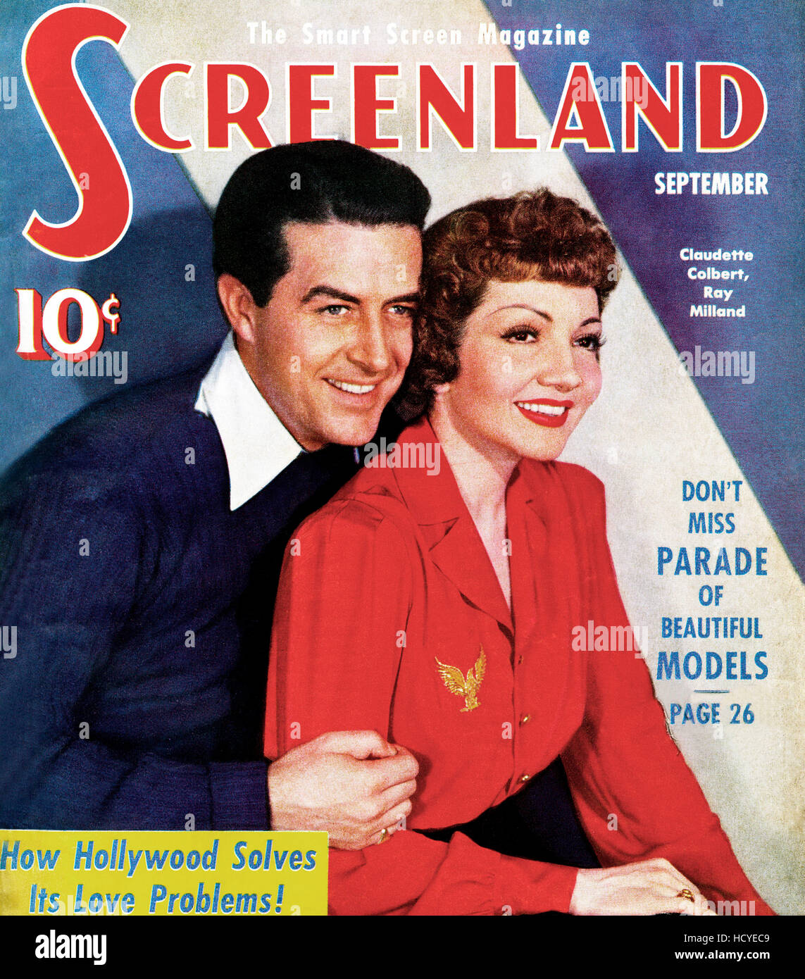 From left, Ray Milland, Claudette Colbert, in SKYLARK, Screenland ...