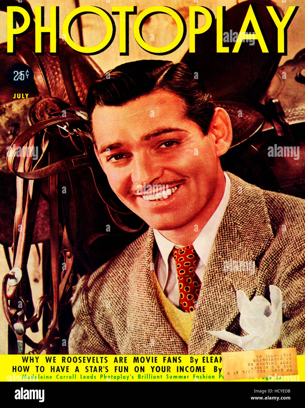 Clark Gable, Photoplay magazine cover, July 1938 Stock Photo - Alamy