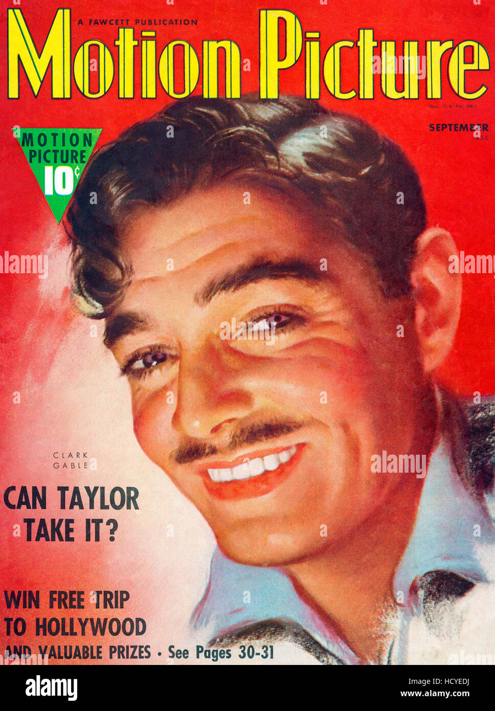 Clark Gable, Motion Picture magazine cover, September 1938 Stock Photo ...