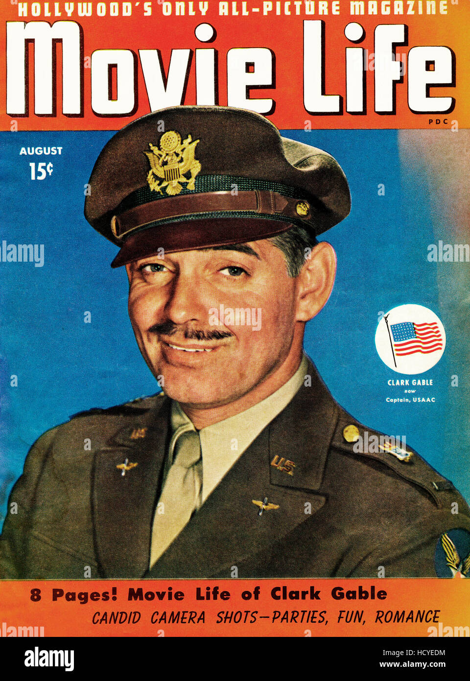 Clark Gable, Movie Life magazine cover, August 1943 Stock Photo - Alamy