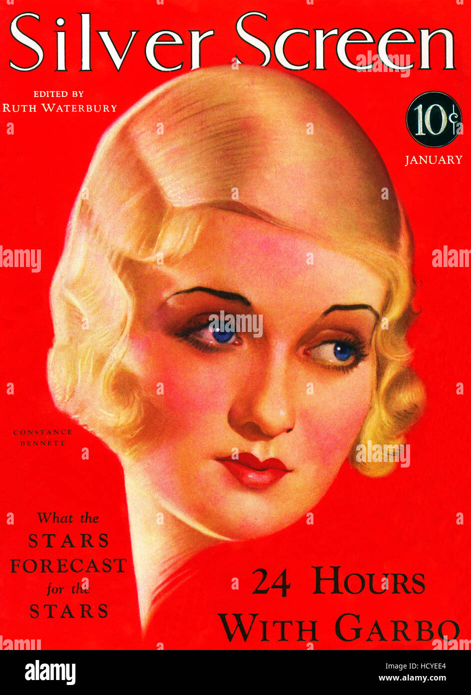 Constance Bennett, Silver Screen magazine cover, January 1931 Stock ...