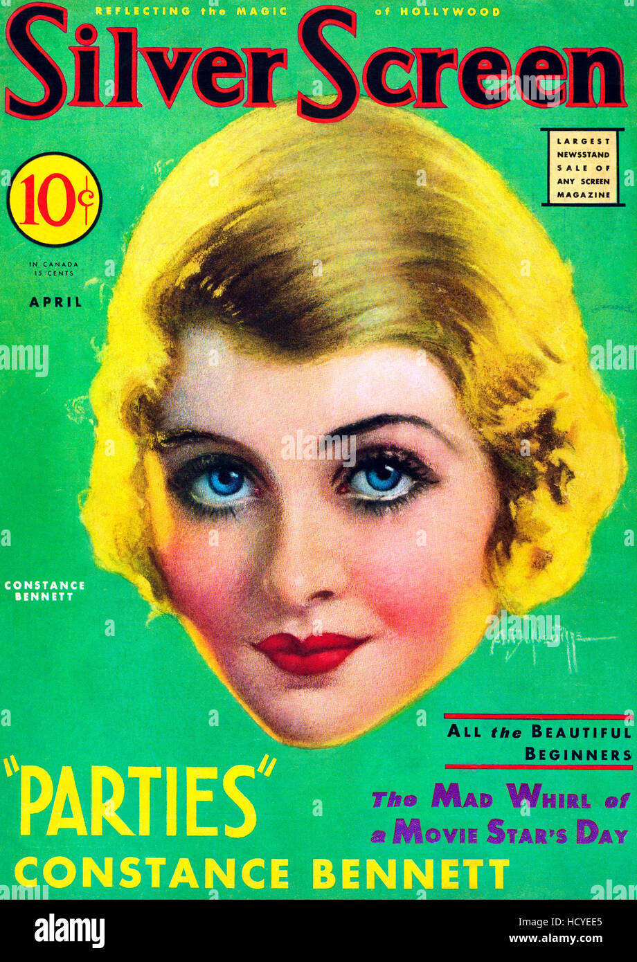 Constance Bennett, Silver Screen magazine cover, April 1932 Stock Photo ...