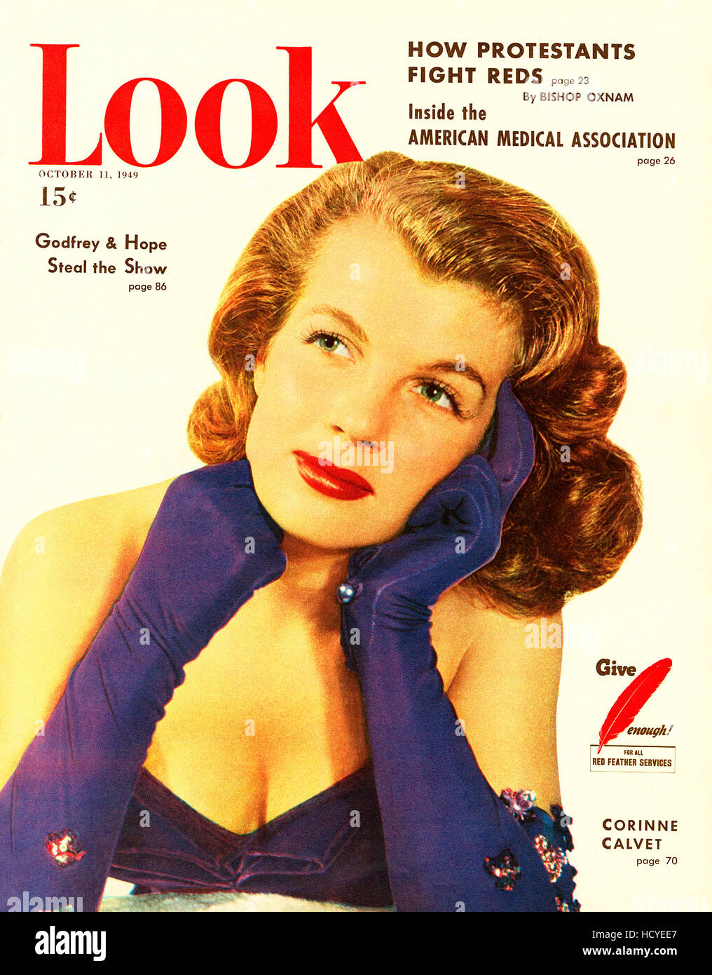 Corinne Calvet, Look magazine cover, October 11, 1949 Stock Photo - Alamy