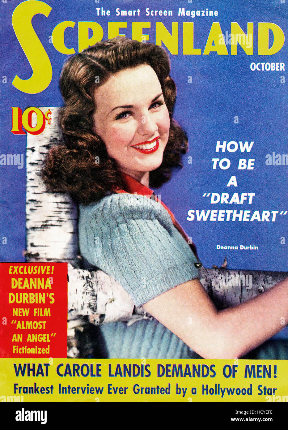 Deanna Durbin, Screenland magazine cover, October 1941 Stock Photo - Alamy