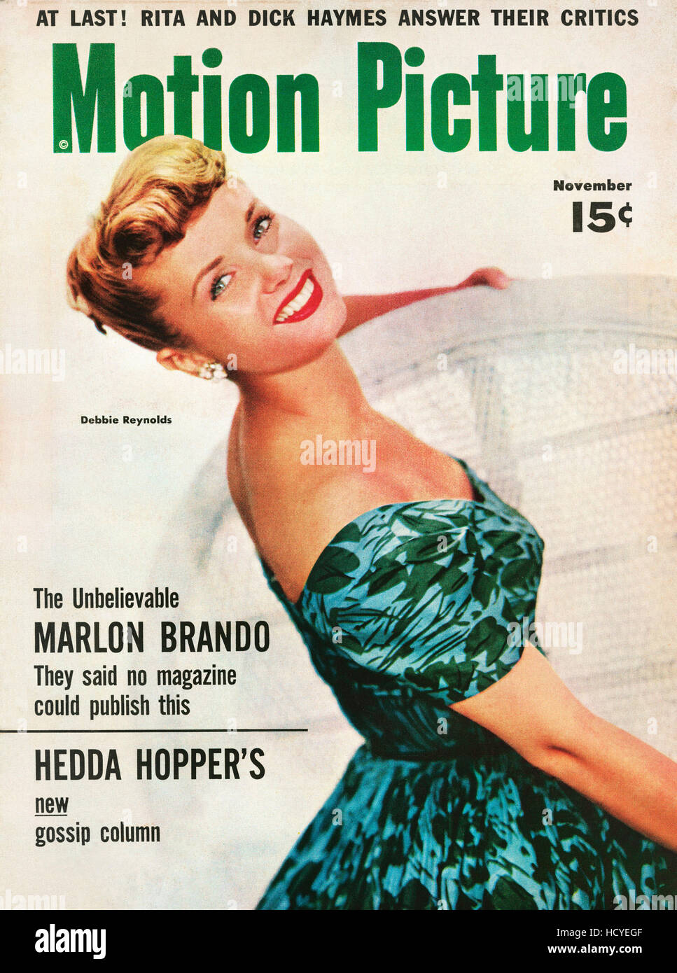Debbie Reynolds, Motion Picture magazine cover, November 1954 Stock ...