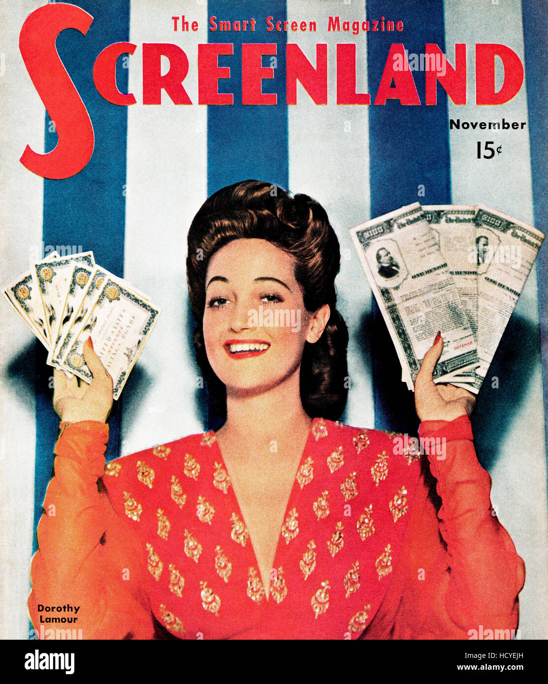 Dorothy Lamour, Screenland magazine cover, November 1942 Stock Photo ...