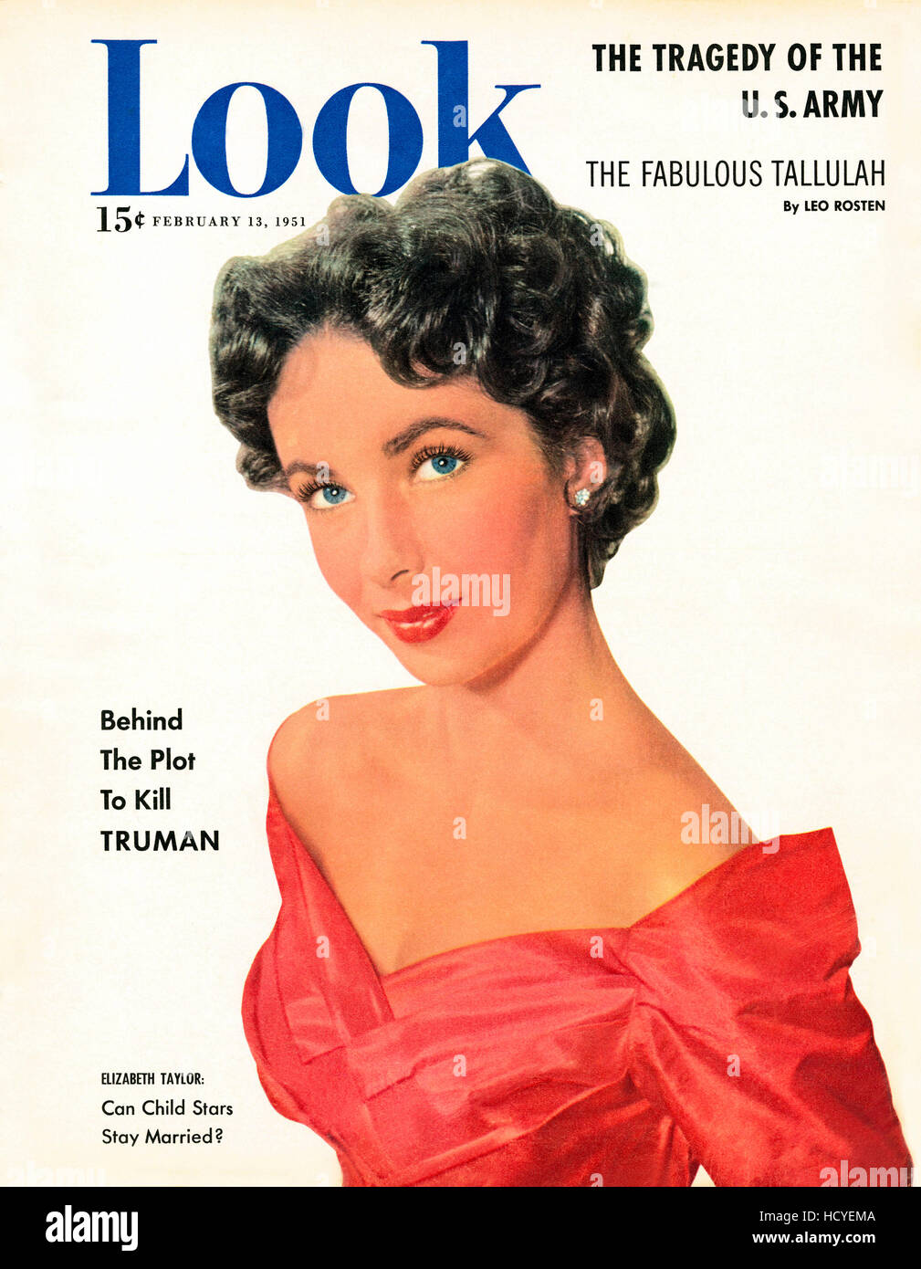 Elizabeth Taylor, Look magazine cover, February 13, 1951 Stock Photo ...