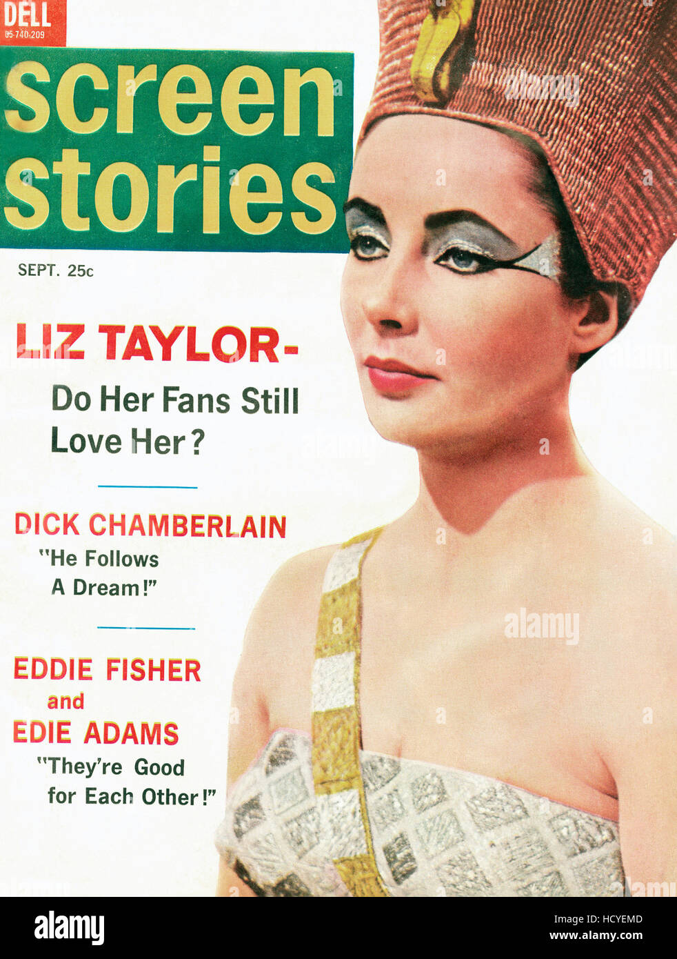 Elizabeth Taylor, in CLEOPATRA, Screen Stories magazine cover, September 1962 Stock Photo - Alamy