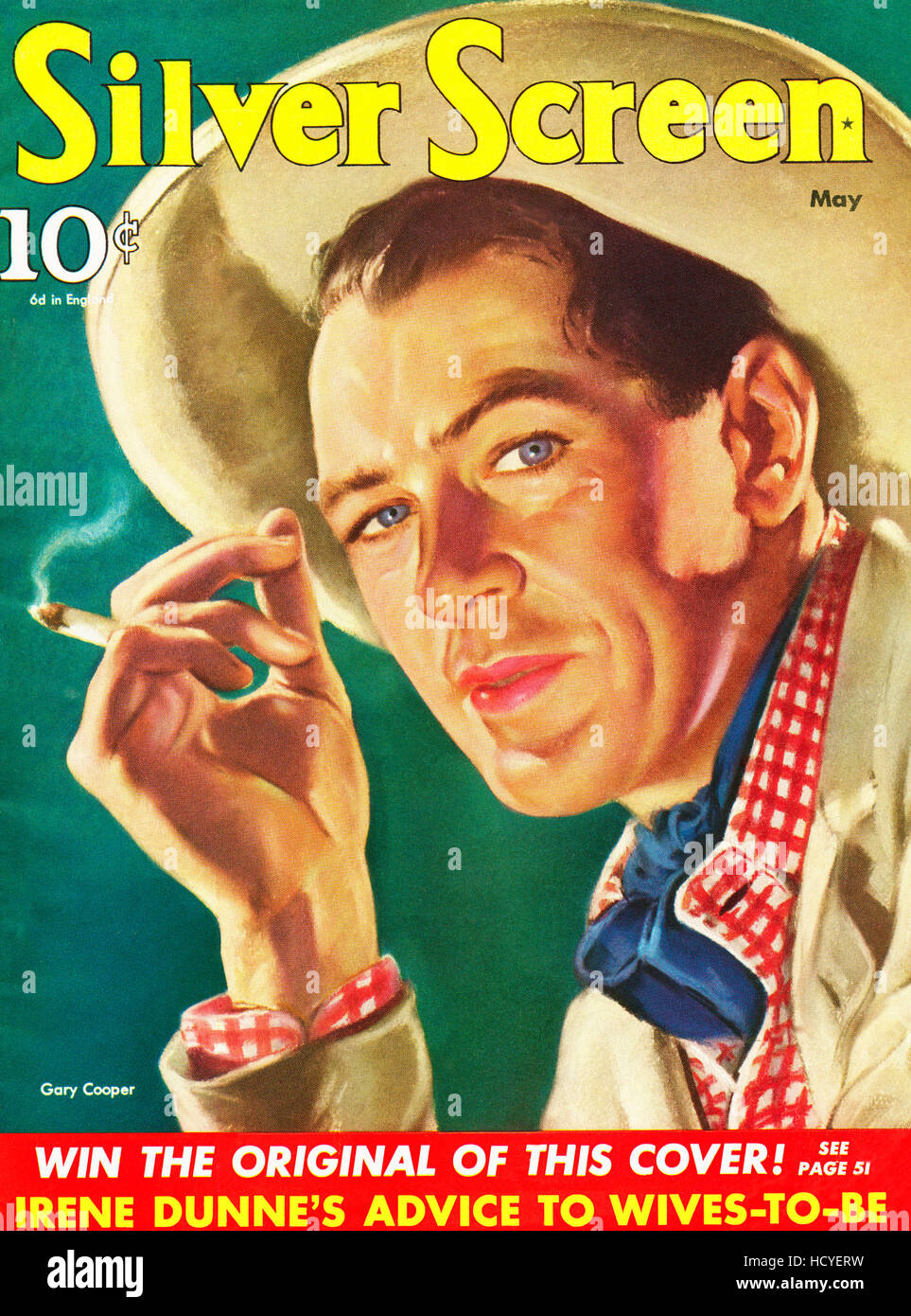 Gary Cooper, Silver Screen magazine cover, May 1940 Stock Photo - Alamy