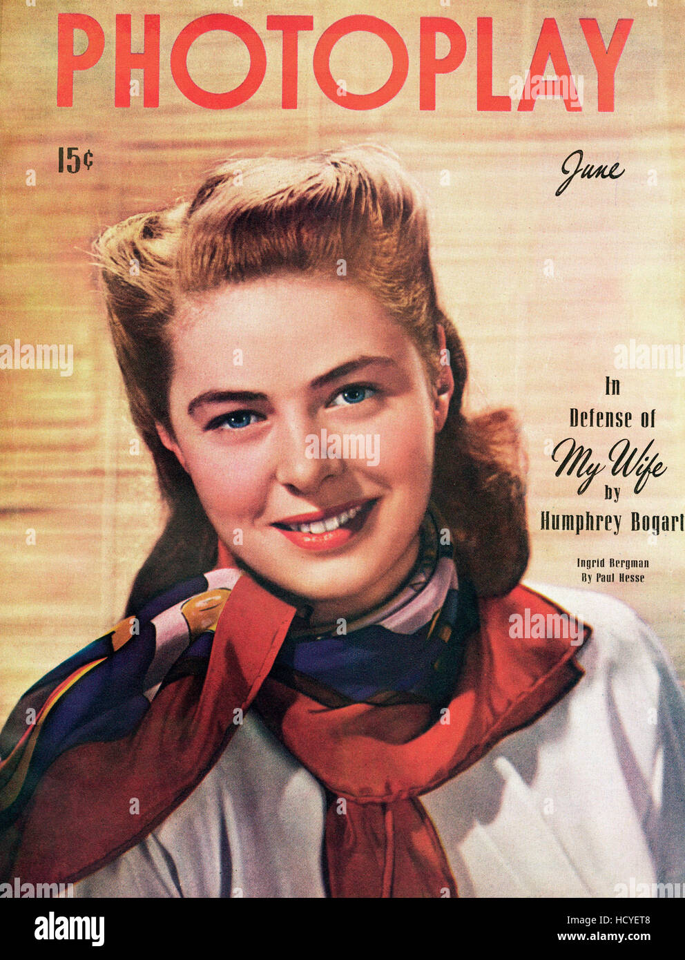 Ingrid Bergman, Photoplay magazine cover, June 1946 Stock Photo - Alamy