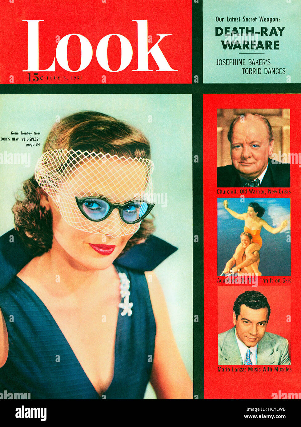 Clockwise from left, Gene Tierney, (modeling Veil-Specs), Winston ...