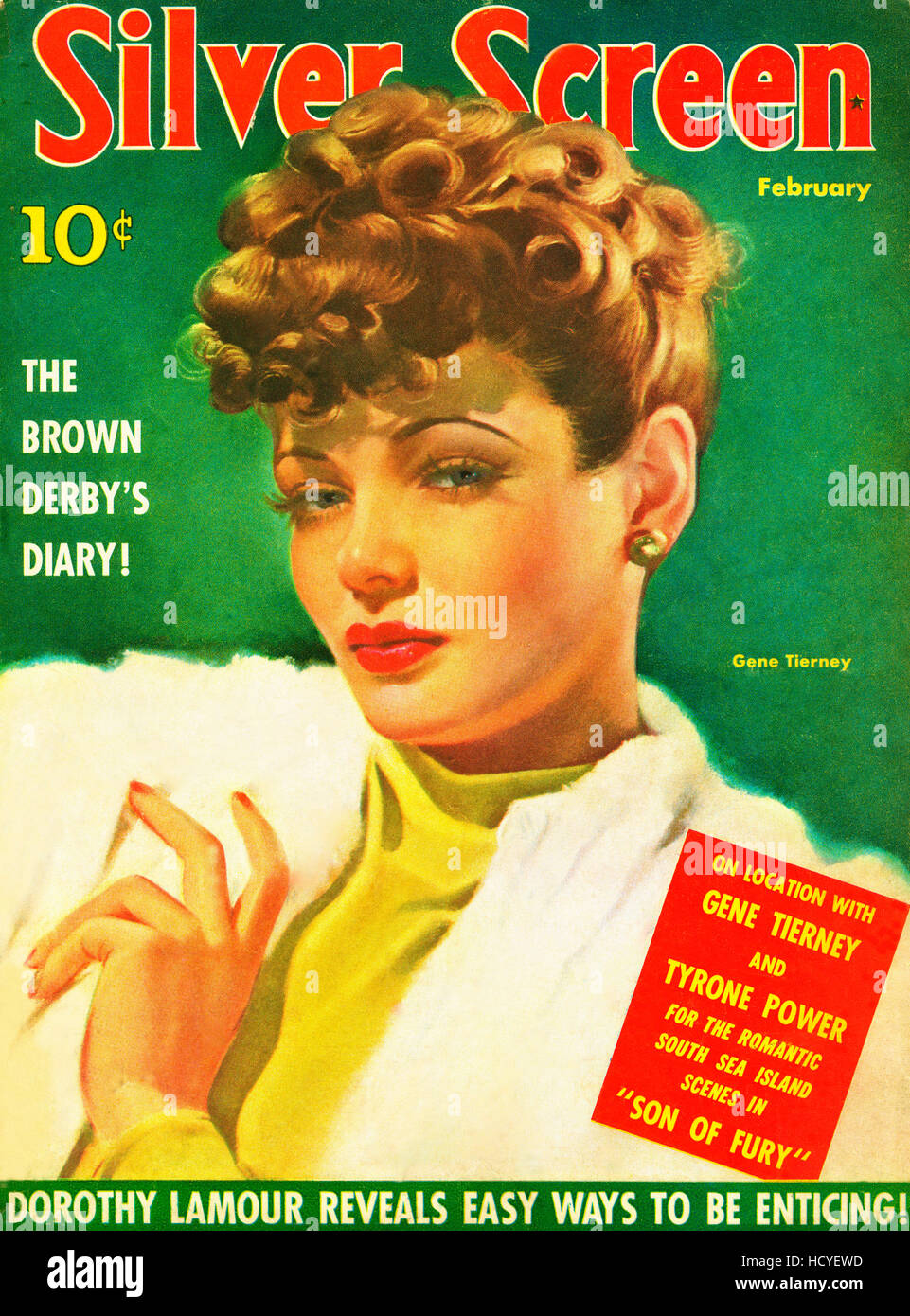 Gene Tierney, Silver Screen magazine cover, February 1942 Stock Photo ...