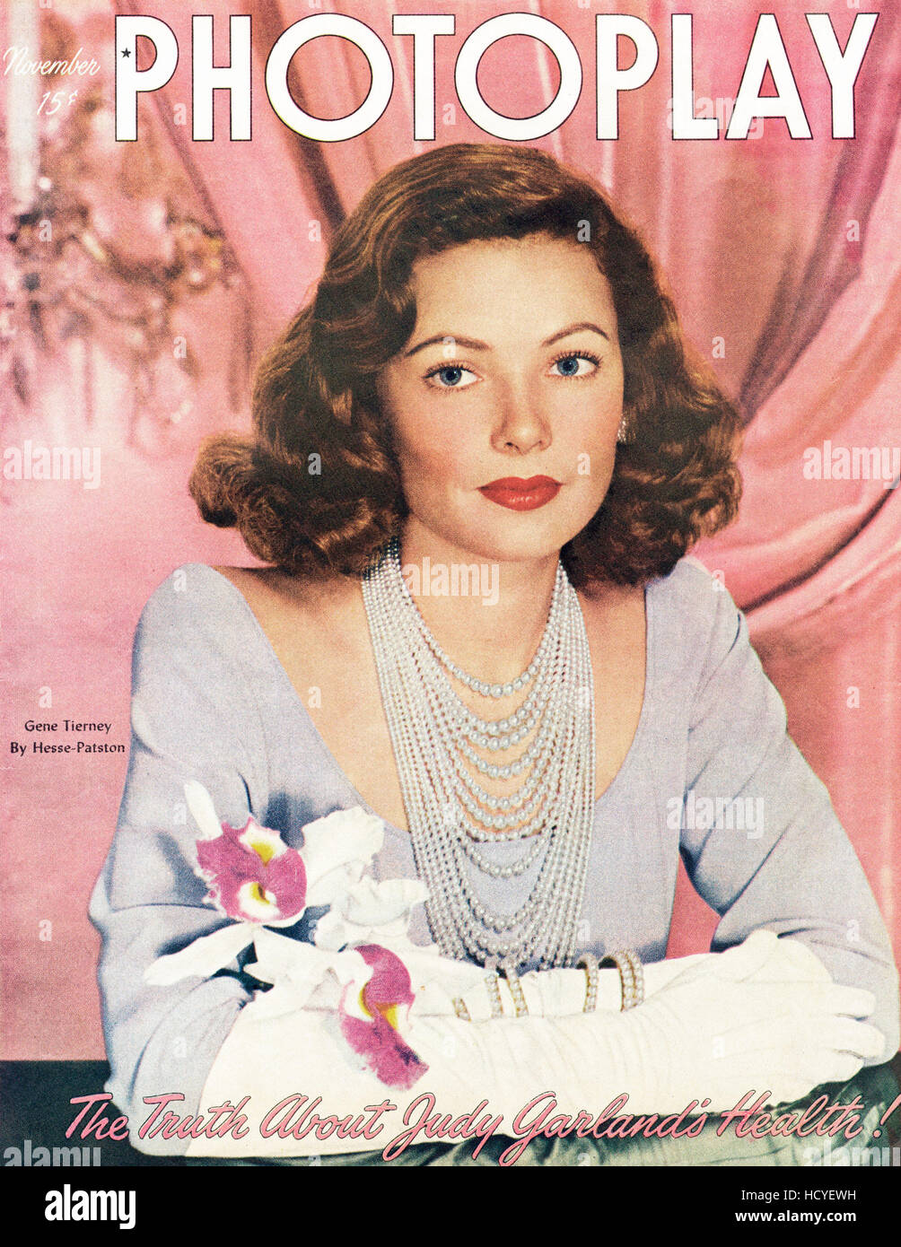 Gene Tierney, Photoplay magazine cover, November 1947 Stock Photo - Alamy