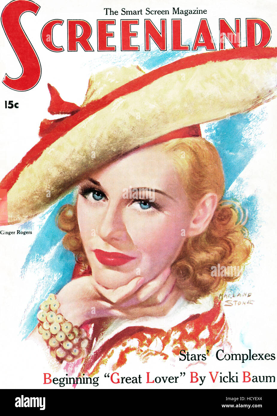 Ginger Rogers, Screenland magazine cover, August 1937 Stock Photo - Alamy