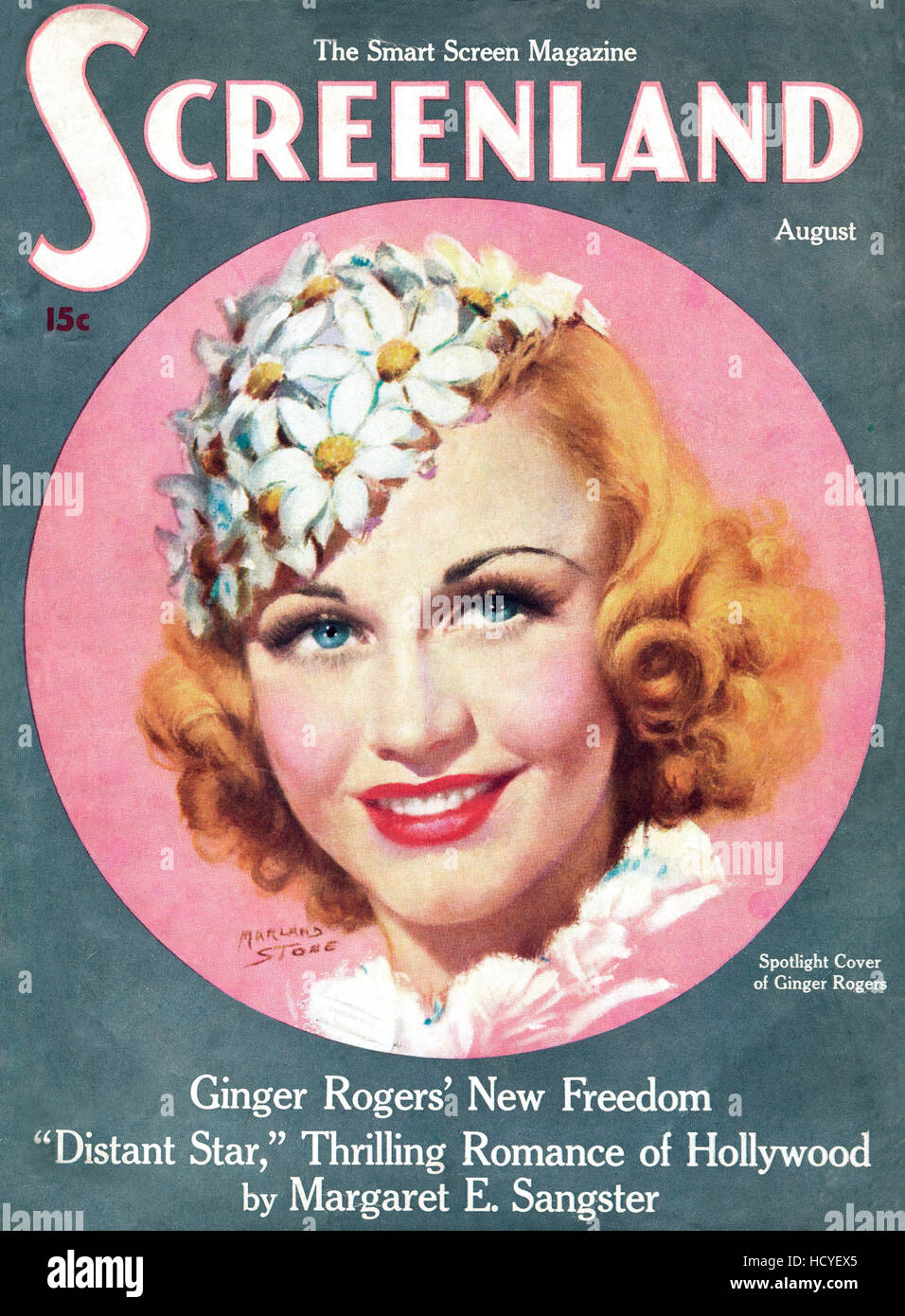 Ginger Rogers, Screenland magazine cover, August 1936 Stock Photo - Alamy