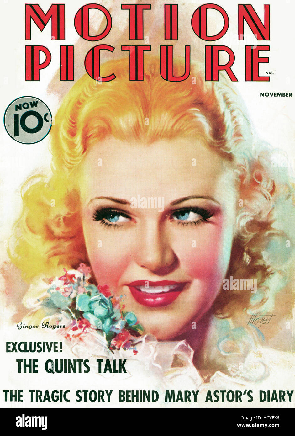 Ginger Rogers, Motion Picture magazine cover, November 1936 Stock Photo ...