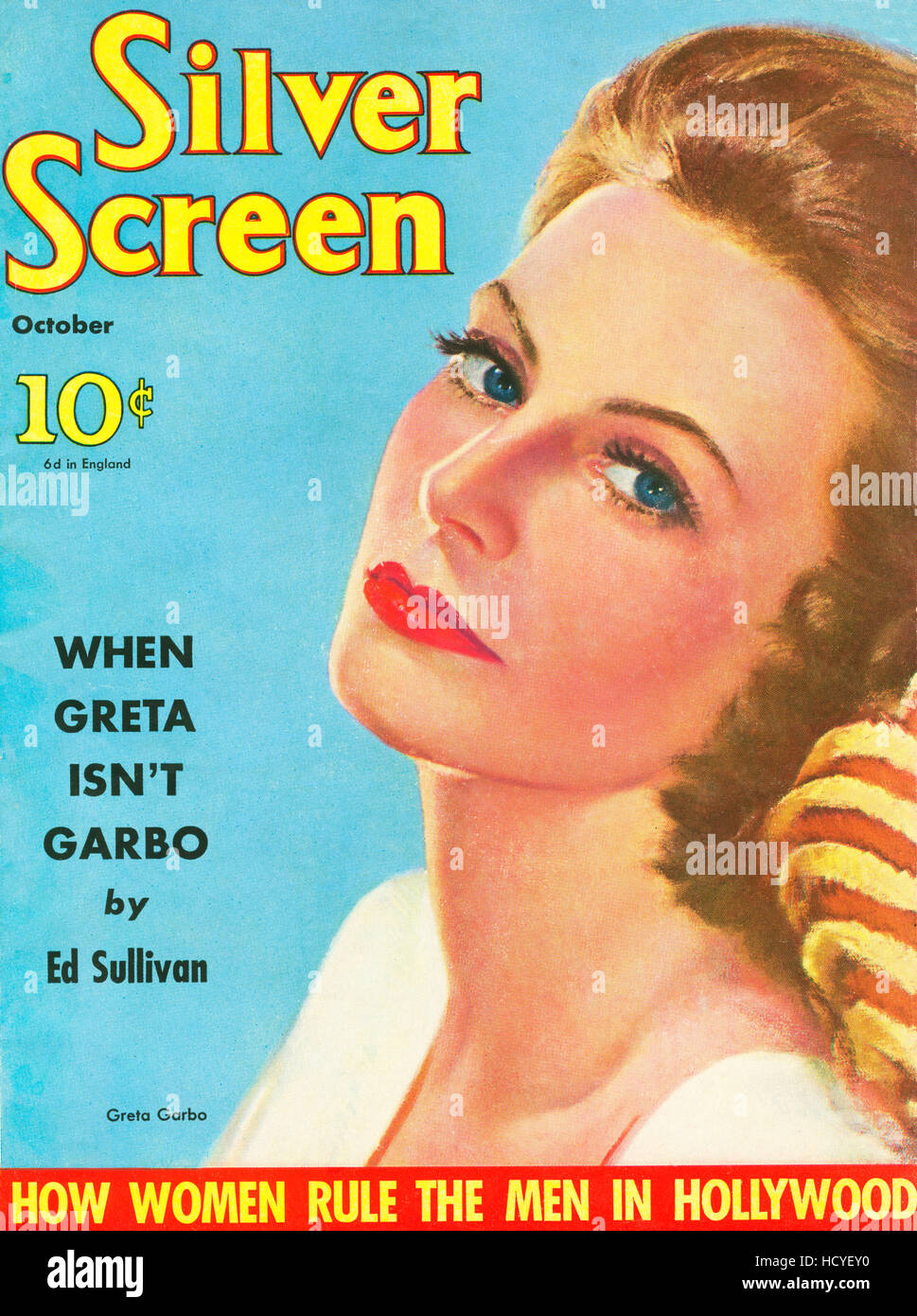 Greta Garbo, Silver Screen magazine cover, October 1939 Stock Photo - Alamy