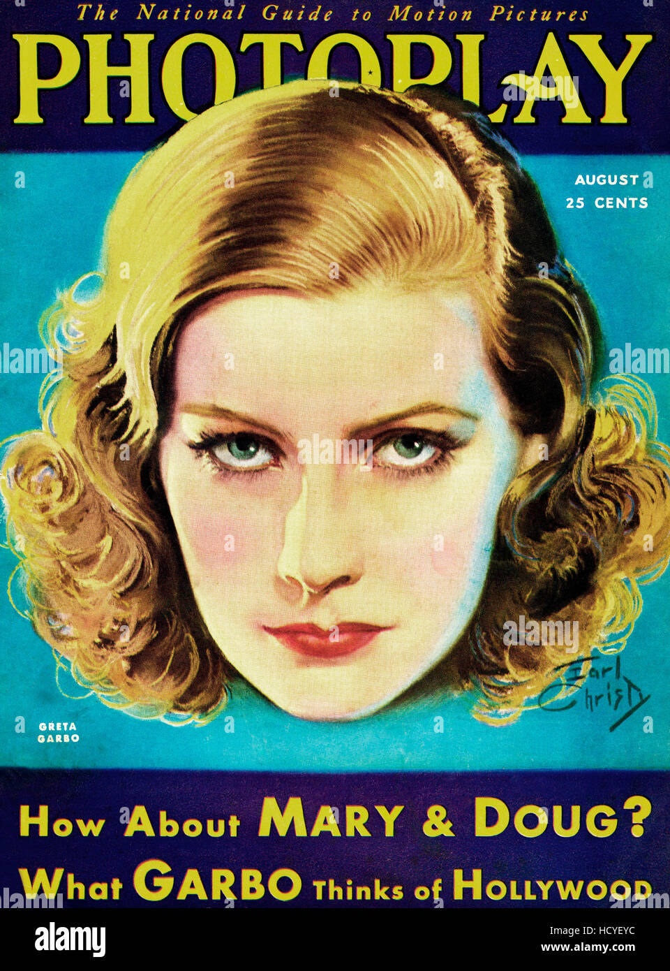 Greta Garbo, Photoplay magazine cover, August 1930 Stock Photo - Alamy