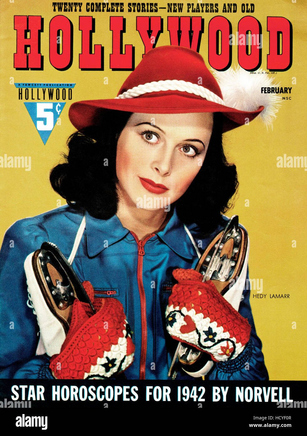 Hedy Lamarr, Hollywood magazine cover, February 1942 Stock Photo - Alamy