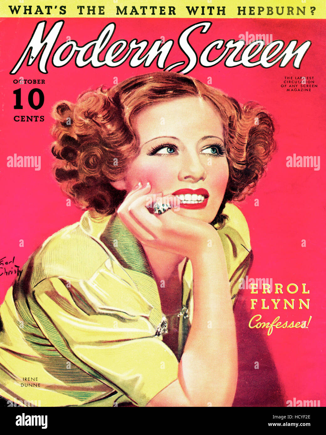 Irene Dunne, Modern Screen magazine cover, October 1938 Stock Photo - Alamy